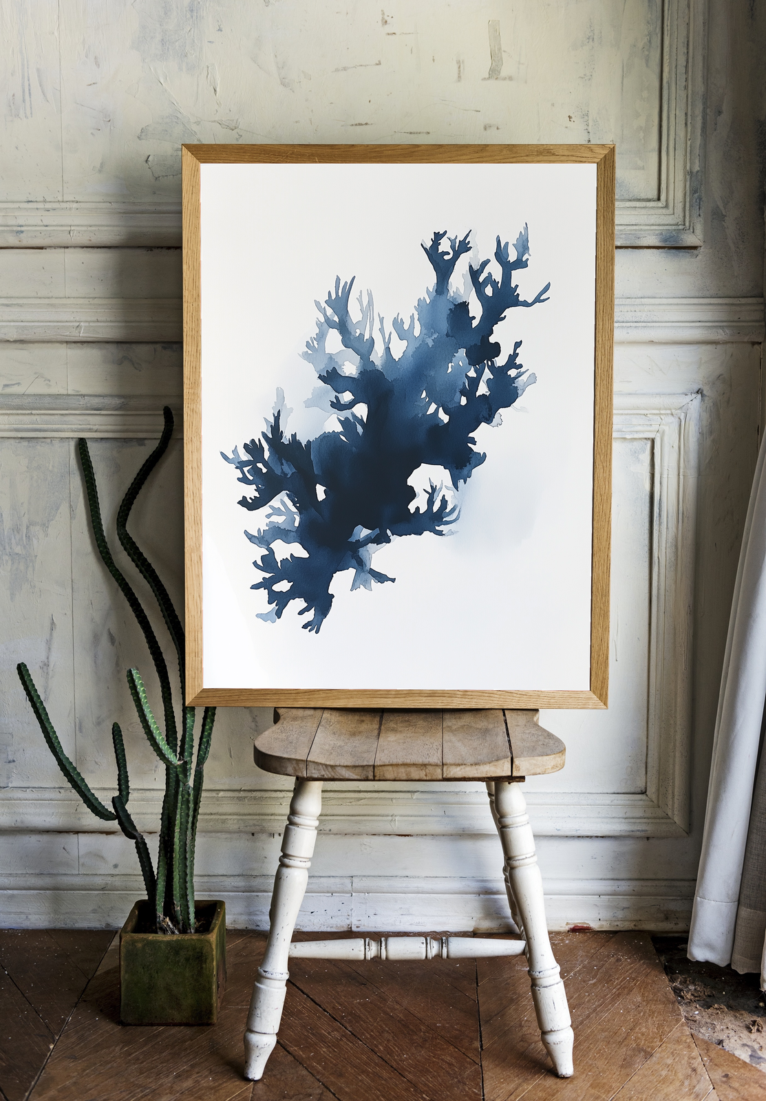 Постер "Абстрактный синий коралл" 60x90 без рамы