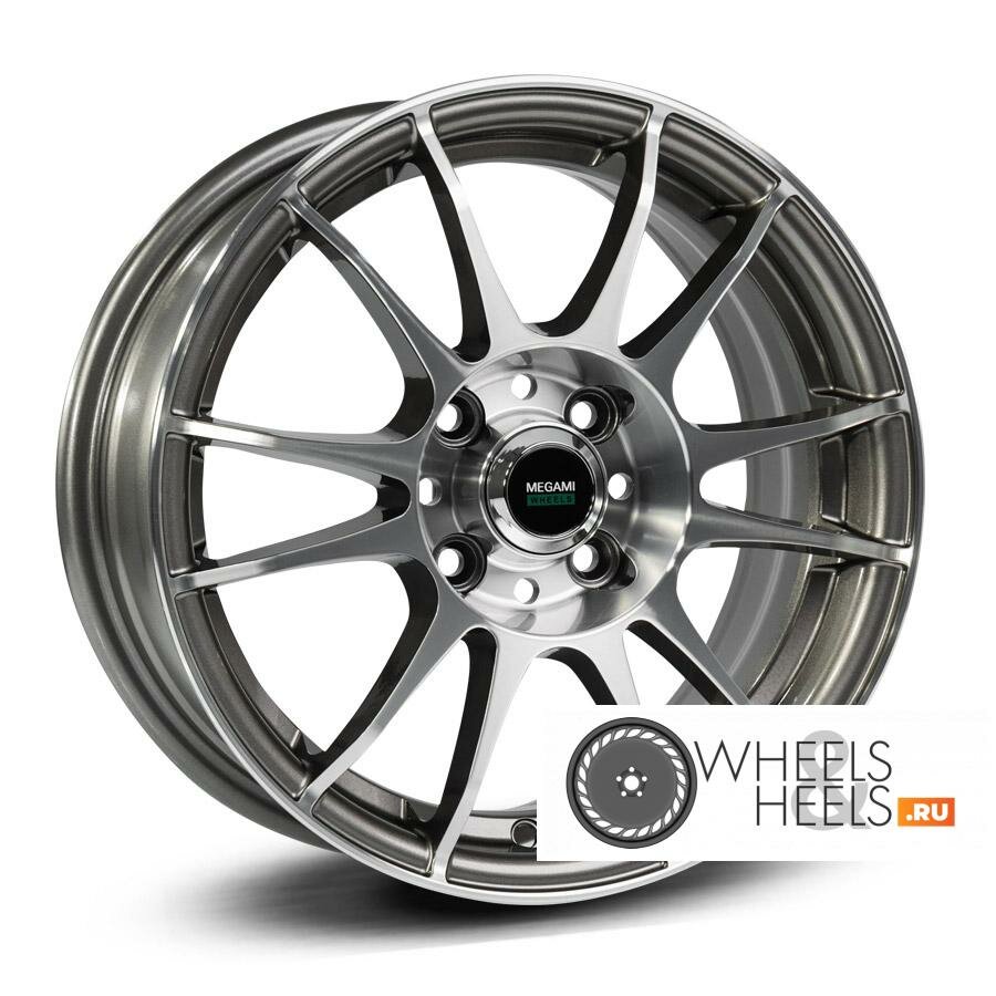 Диск автомобильный литой Megami MGM-3 15x6 4x114.3 et44 dia56.6 Антрацитовый с полированной лицевой поверхностью