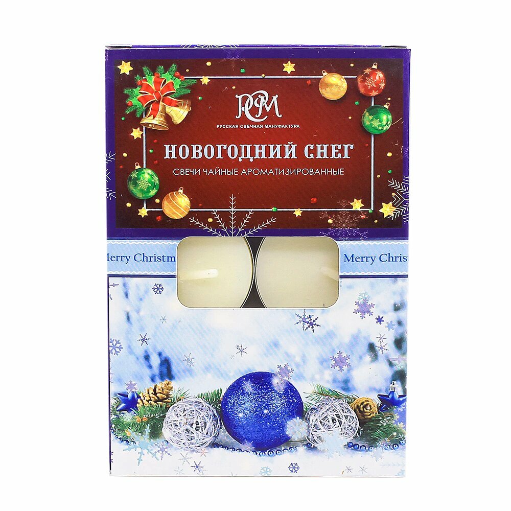 Набор чайных свечей "Новогодний снег", 6 штук, парафин/воск, белые