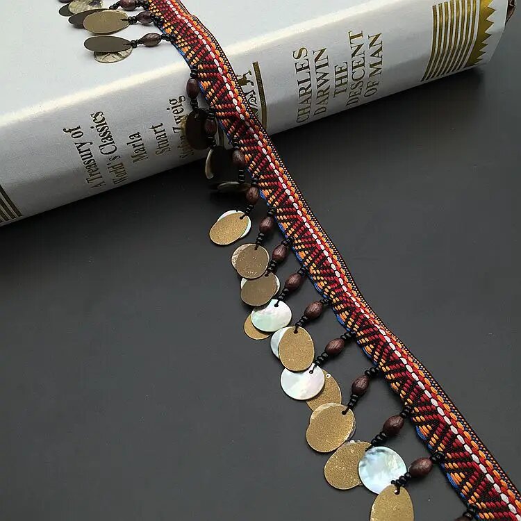 Бисерное этническое кружево из полиэстера 5см b