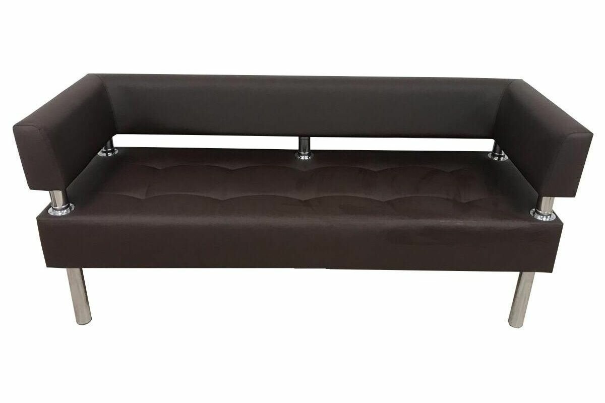 Диван прямой для дома и офиса Сантьяго с боковинами 160x58х80 коричневая экокожа