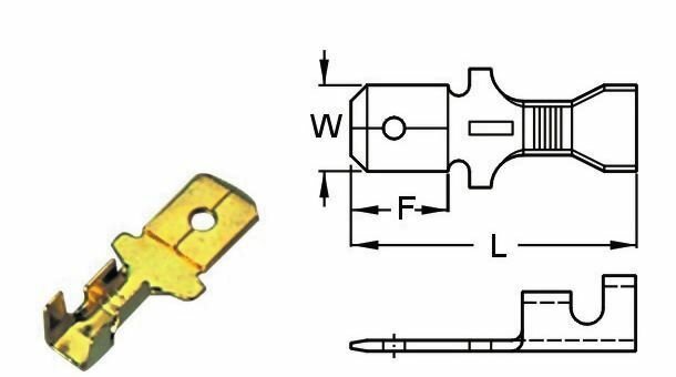 501LR Клемма ножевая неизолированная 6,35 мм - male. KST. упаковка 100 шт.