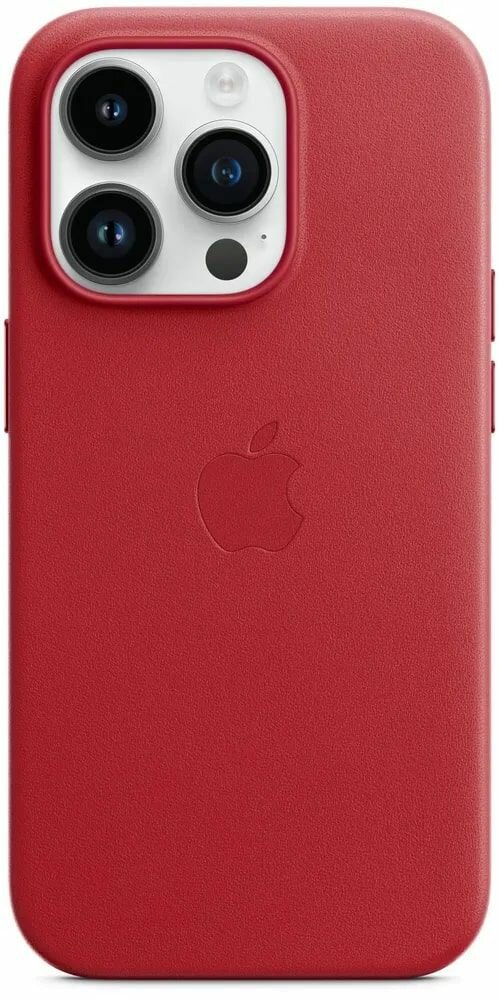 Кожаный чехол MagSafe для iPhone 15 Pro / Анимация NFC / Leather Case with MagSafe для Айфон 15 Про, RED / красный