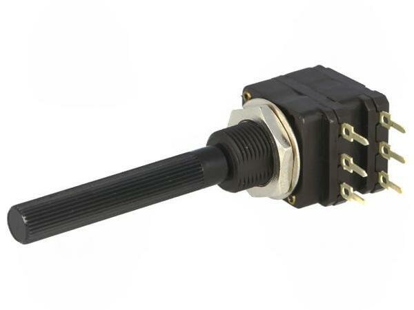 Потенциометр PIHER 6PSO-100K осевой, однооборотный 100кОм 100мВт, 1 шт