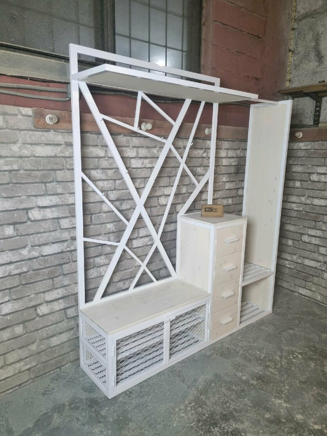 Гардеробная "EasyLOFT" в стиле лофт, вешалка, 180х40х200 см.