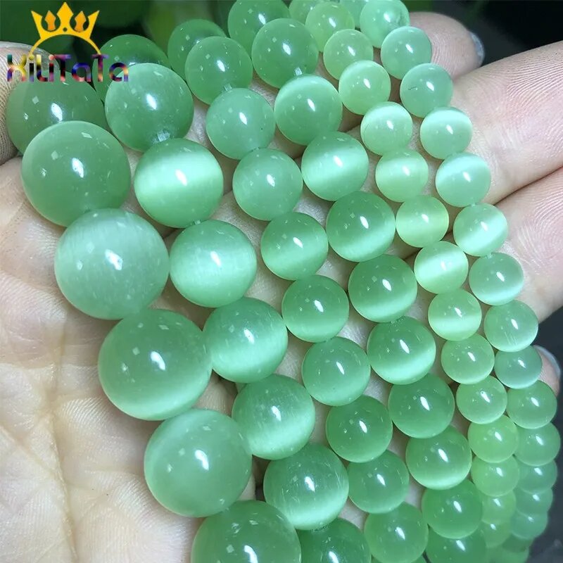 Бусины кошачий глаз опал зелёные 4-12 мм xilitata 92 шт 10mm (approx 36pcs)