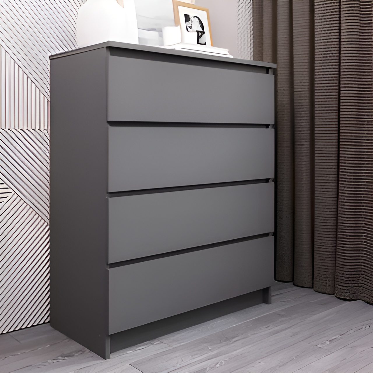 Комод для одежды и вещей с ящиками Челси 4 ящика, 80×99×45 см, Графит