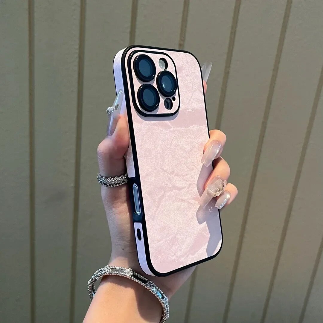 Розовый чехол для iPhone 13, кожаный, противоударный