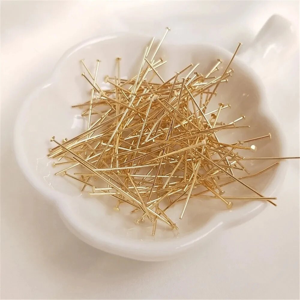 Т-образные иглы для бижутерии, 40 мм, 14k Pale Gold, 10 шт