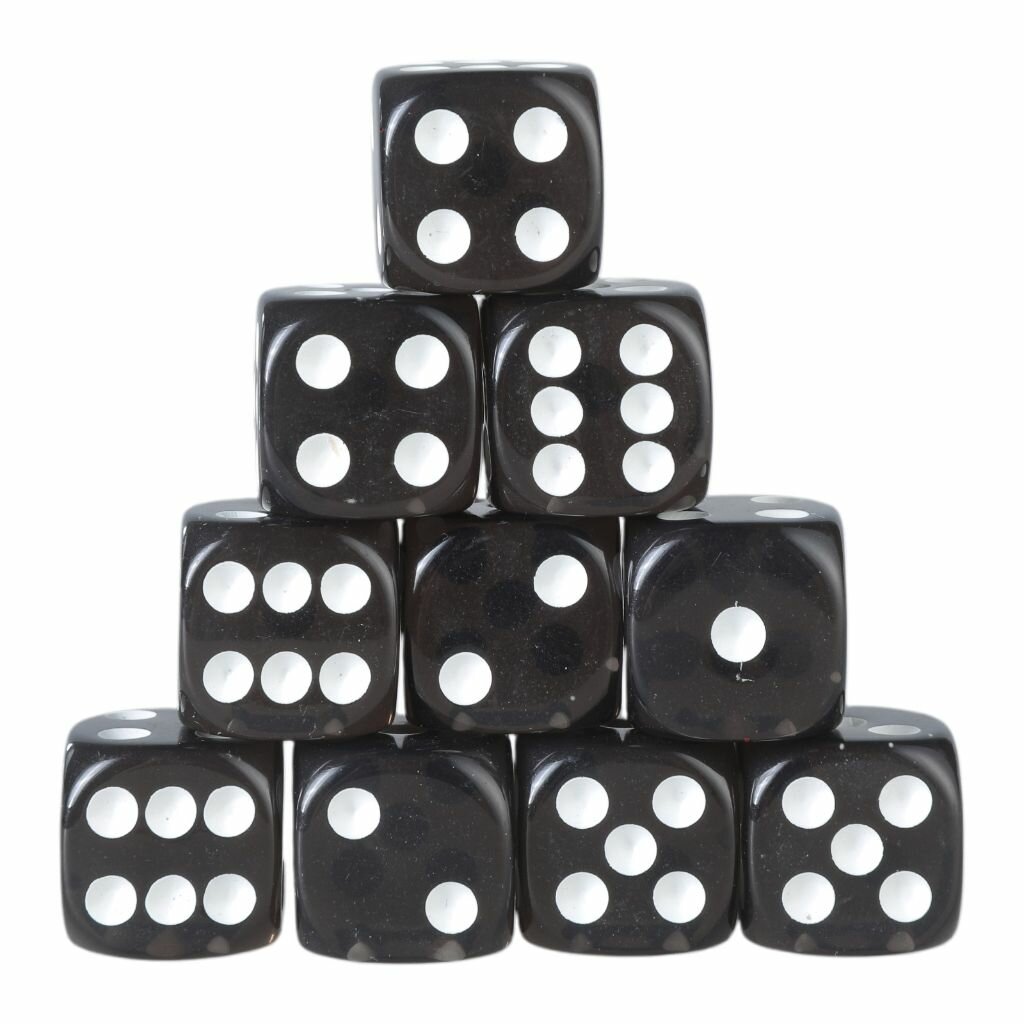 Кубики игральные кости для настольных игр,10 штук, № 16 черных прозрачных кубиков