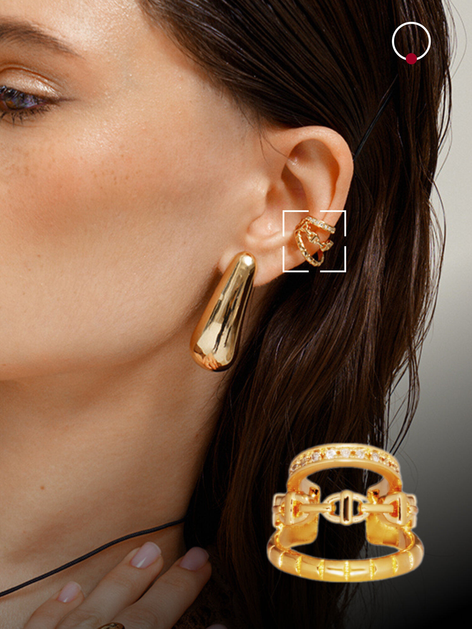 Моносерьга кафф, кристалл