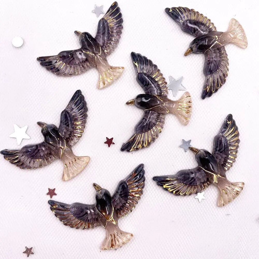 Новые блестящие красочные птицы с плоской задней частью и стразами, аппликации, сделай сам, 1 отверстие из бисера, свадебное украшение, домашнее ремесло, Рождественский подарок OD01