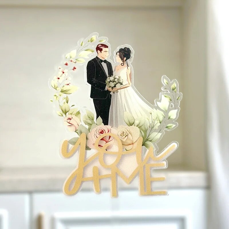 Золотой акриловый топпер для торта Mr&Mrs Love