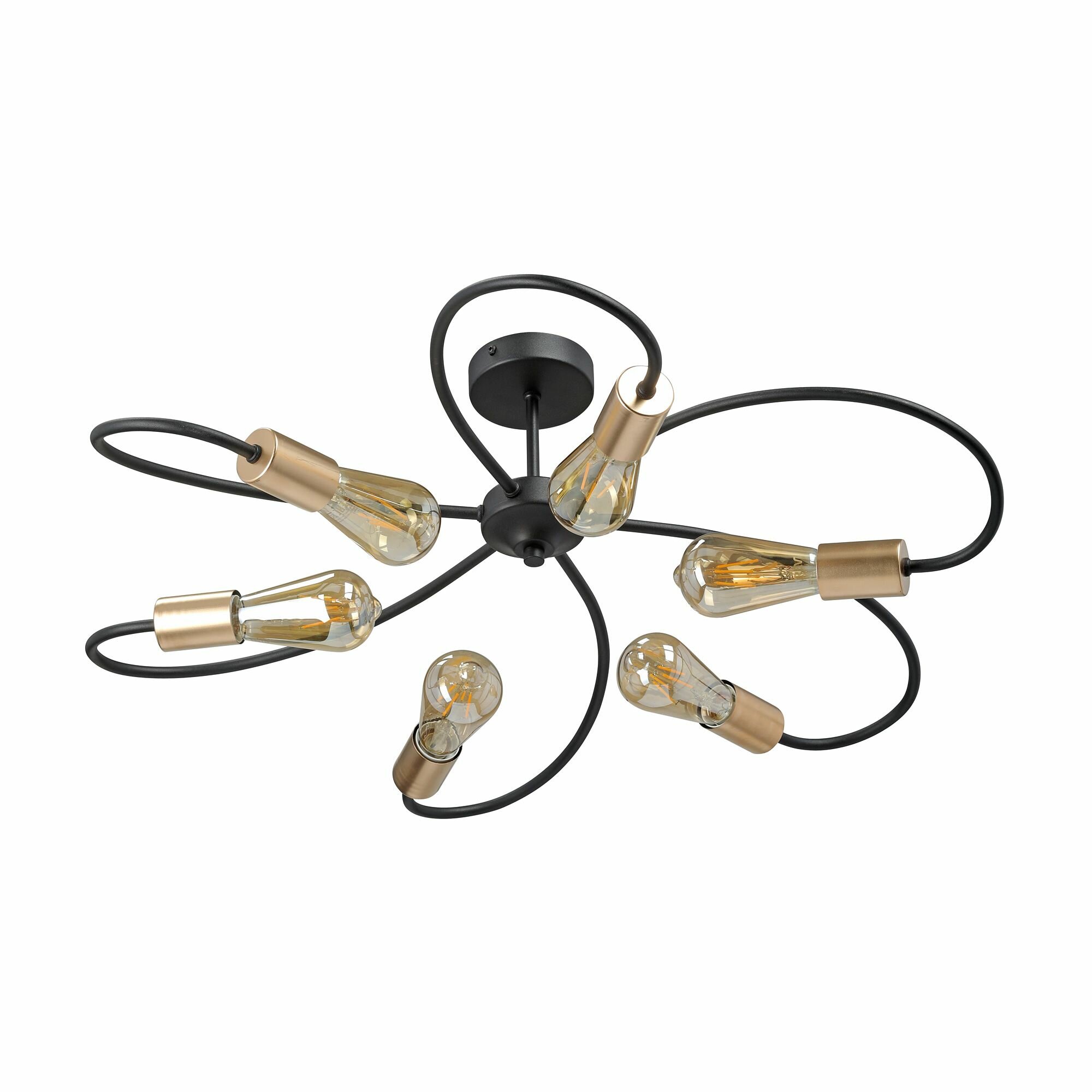 Люстра потолочная Vitaluce V3076-1/6PL, 6 ламп, E27 макс. 40Вт, 18м2, цвет чёрный матовый. %Распродажа!%