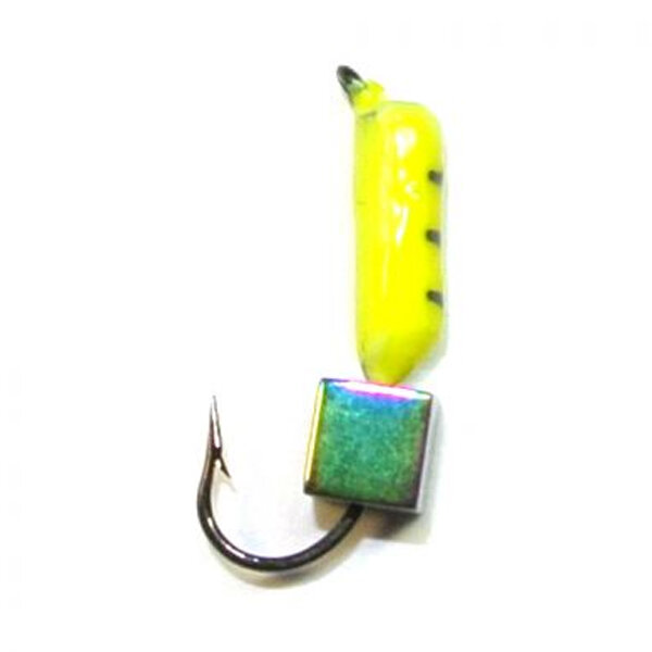 Мормышка Expert pro вольфрамовая "Столбик" d 3 мм, 1 г, с кубиком Хамелеон (Лимонный)