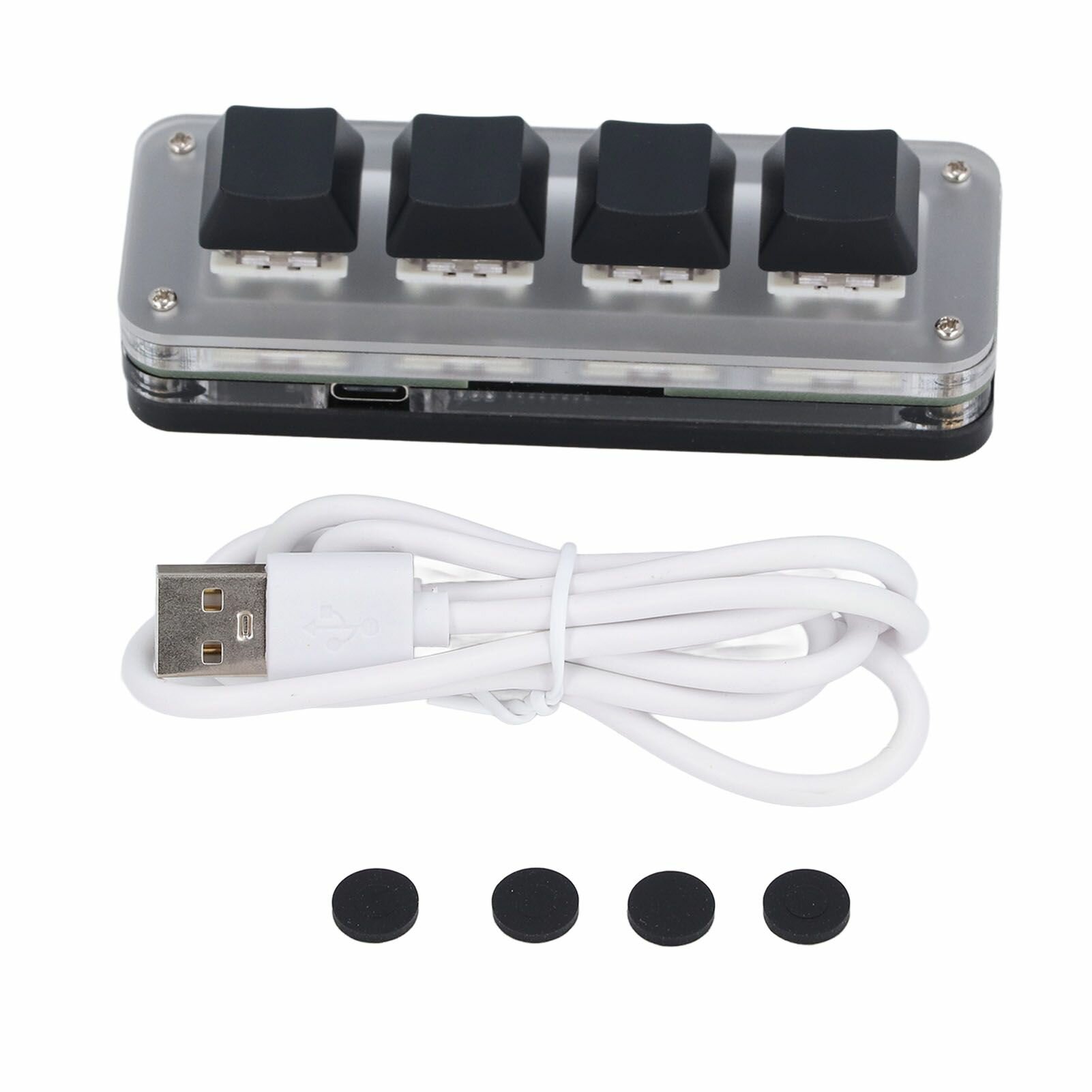 Мини-клавиатура, 4 кнопки, USB-C, программируемая, RGB, пылезащитная