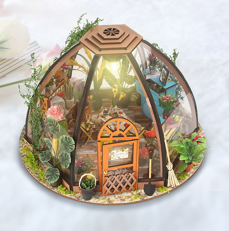 Детский набор для творчества MyPads тематика Оранжерея, кукольный домик для детей с подсветкой, набор-конструктор, домик ручной работы, идеальный п.