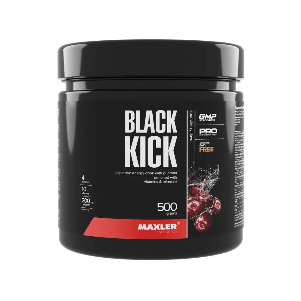 Энергетик спортивный порошок с кофеином и гуараной Maxler Black Kick 500г Вишня