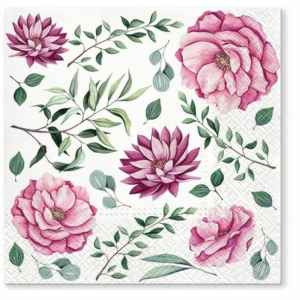 Салфетки PAW Decor Collection "Lunch", Tete-a-tete, Цветущая георгина, трехслойные, для декупажа, 20 шт