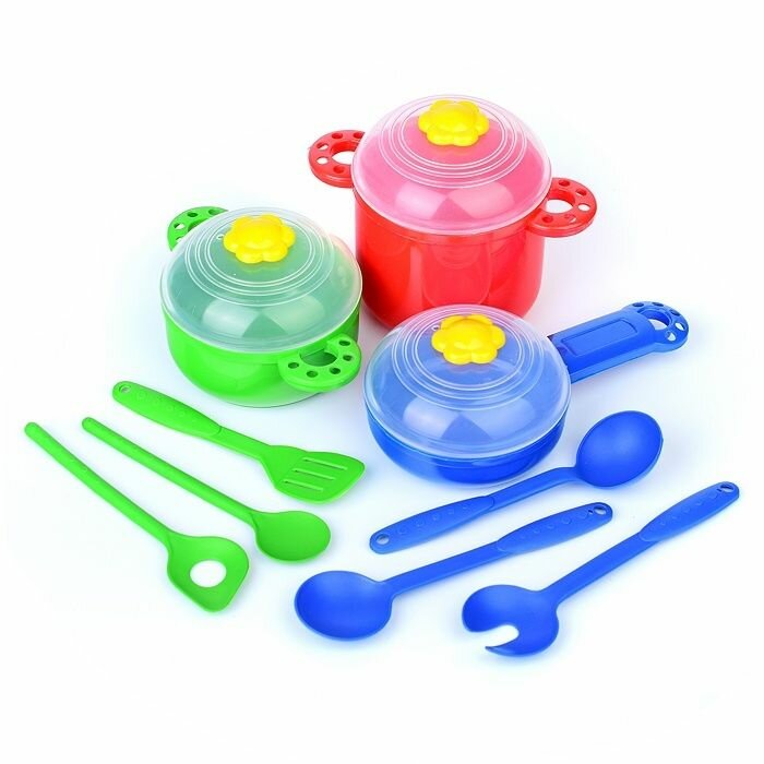 Набор детской посуды Лена "Шеф-повар", 12 деталей, пластик, в пакете (9173)