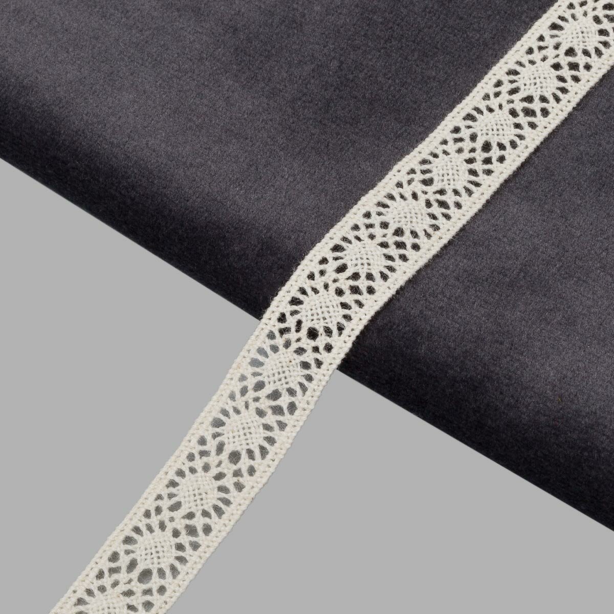 Кружево хлопок для рукоделия и шитья 10 мм × 13,72 м, неотбеленное, Айрис