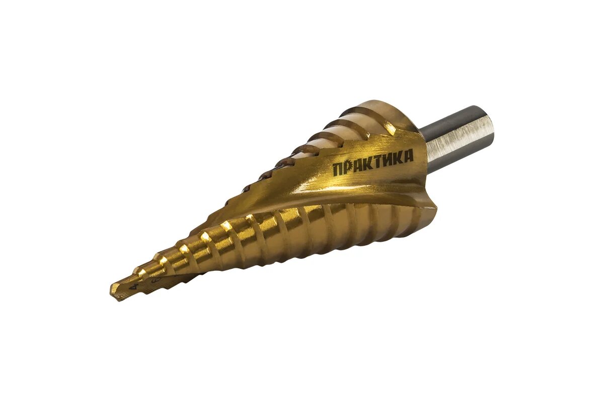ПРАКТИКА Сверло по металлу ступенчатое спиральное 4-30мм, шаг 2мм, 3-х гран. хвост.10мм, кобальт. покр 793-770