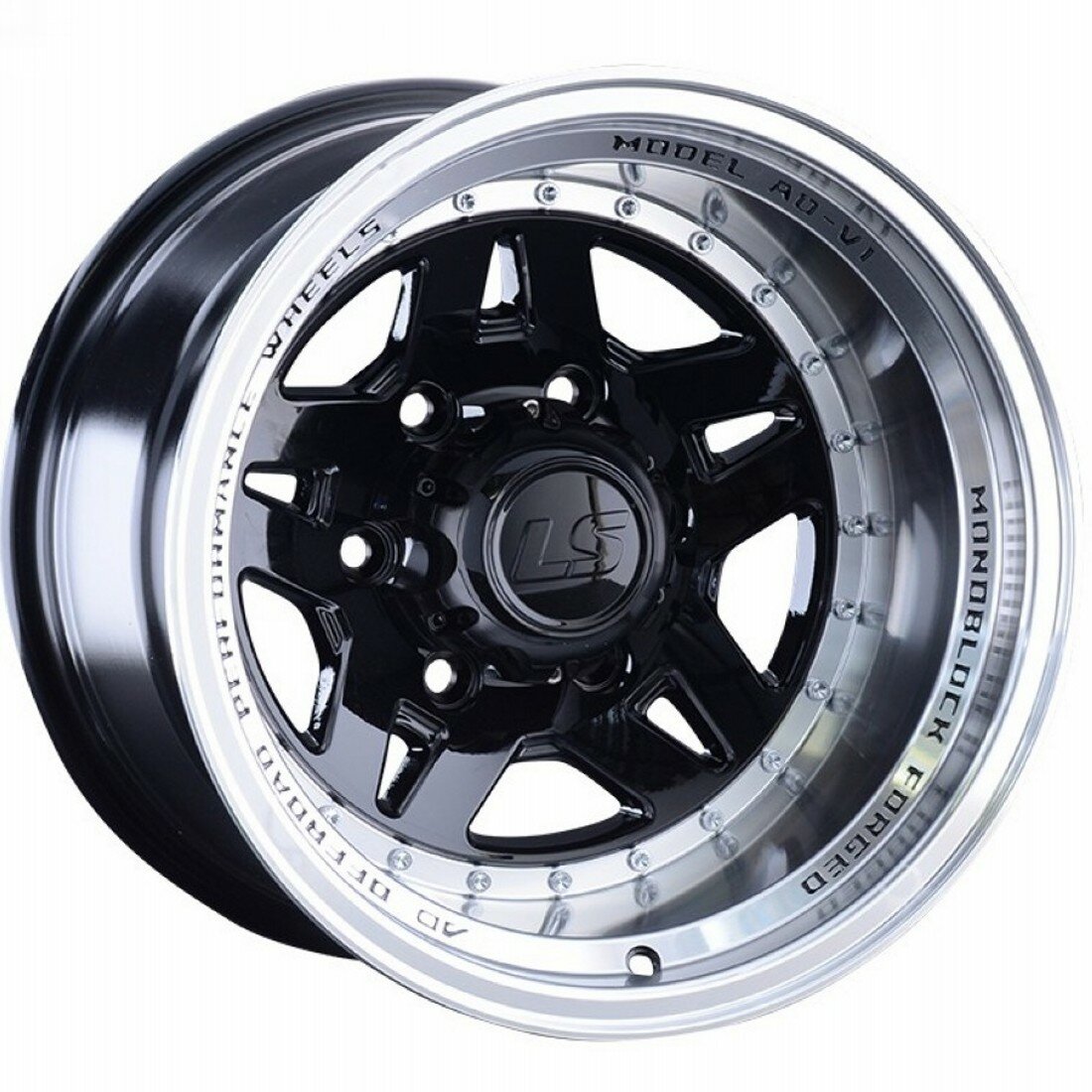 Колесный диск LS 878 10x15 6x139,7 ET-44 106,1 BKL литой для автомобиля