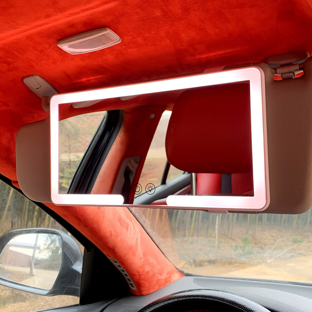 Зеркало для макияжа автомобильное, с LED-подсветкой, перезаряжаемое, белое