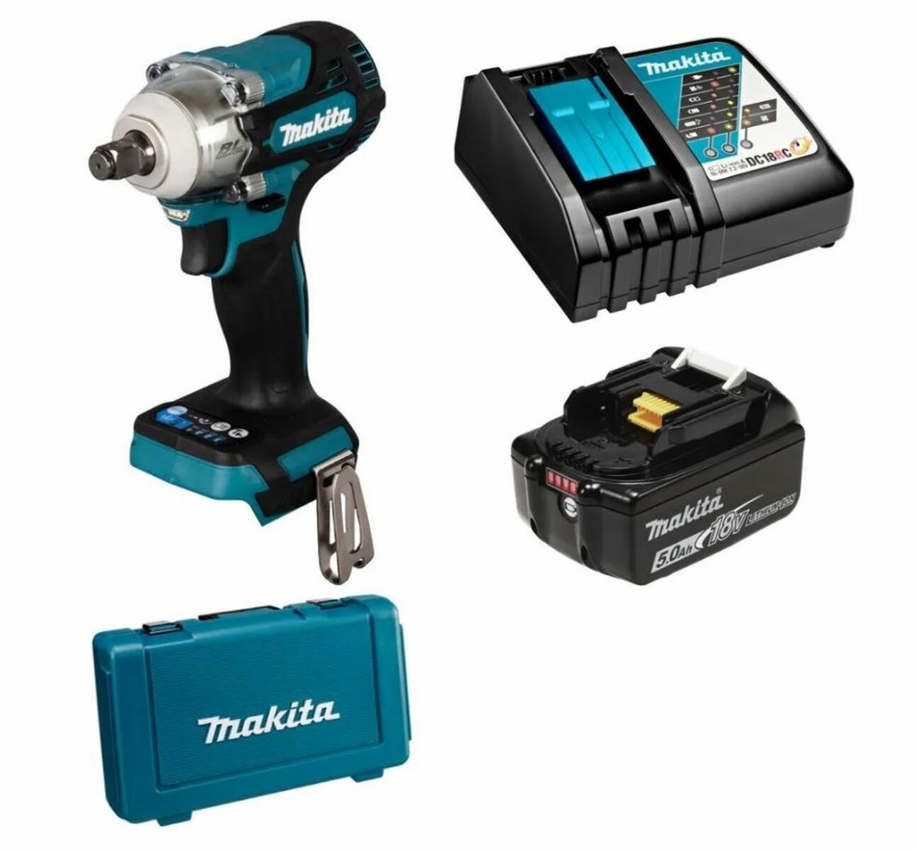Ударный гайковерт Makita 18В LXT DTW300RT 330Нм. 4000 уд/мин. (1 АКБ 5Ач, З/У, кейс)