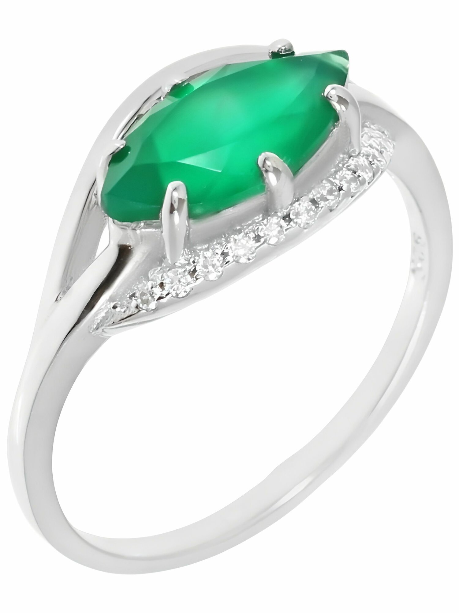 Кольцо тонкое, серебро, 925 проба, родирование, фианит