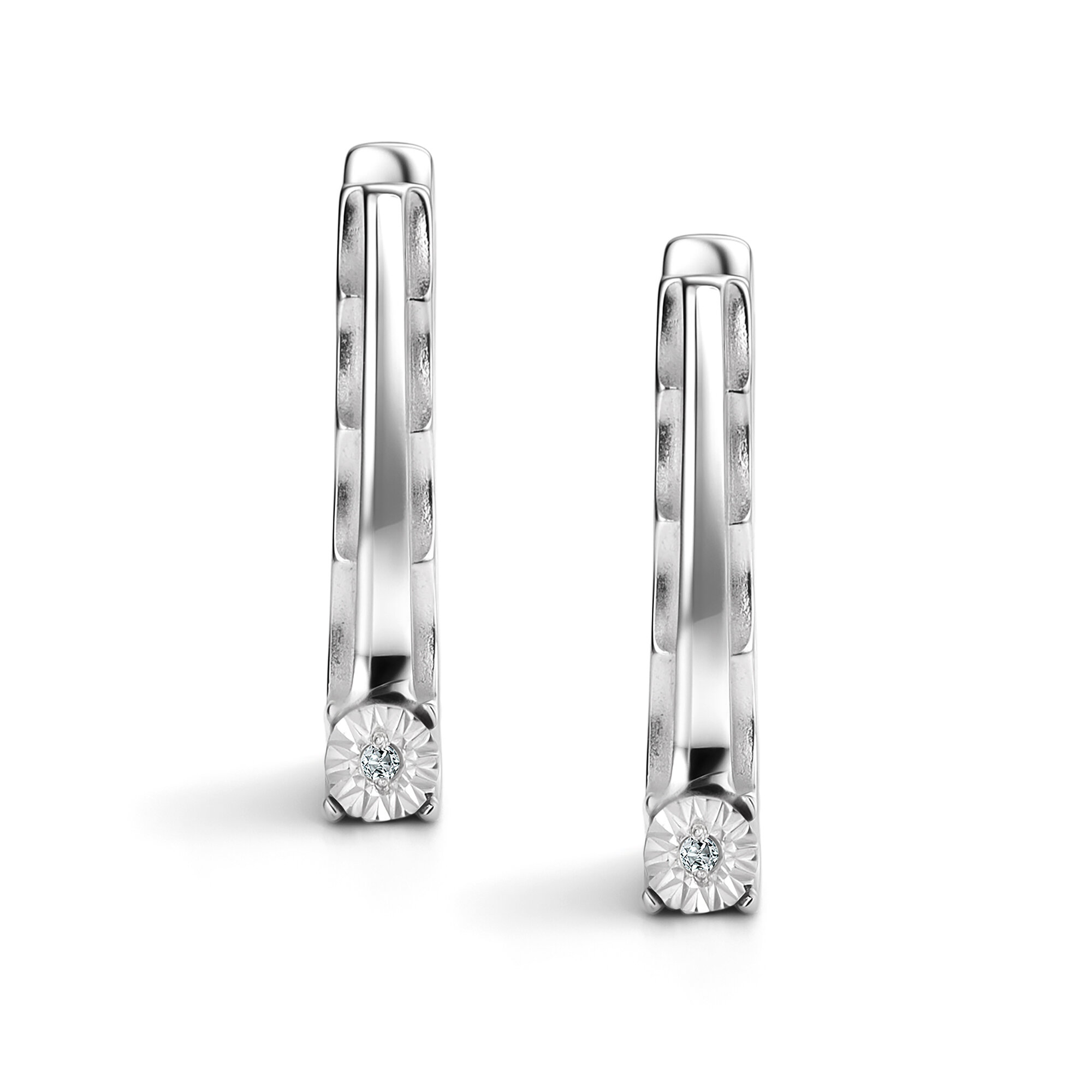 Серьги, серебро, 925 проба, родирование, бриллиант