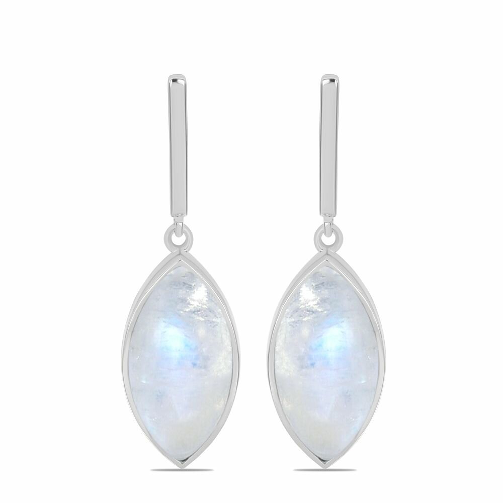 Серьги серебро, 925 проба, родирование, лунный камень