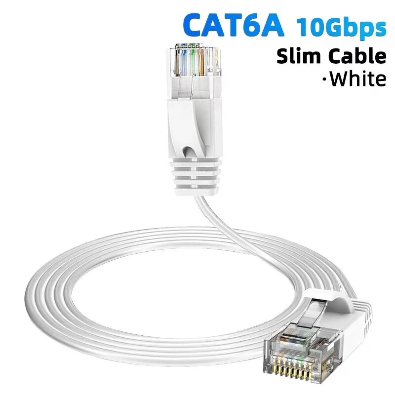 5M 10M 20M 30M Cat6a Тонкий Ethernet-кабель 10 Гбит/с UTP RJ45 Lan Патч-корд для PS5 Xbox Модем Маршрутизатор Сетевой Интернет-кабель Cat 6a Cat6a White, 5M