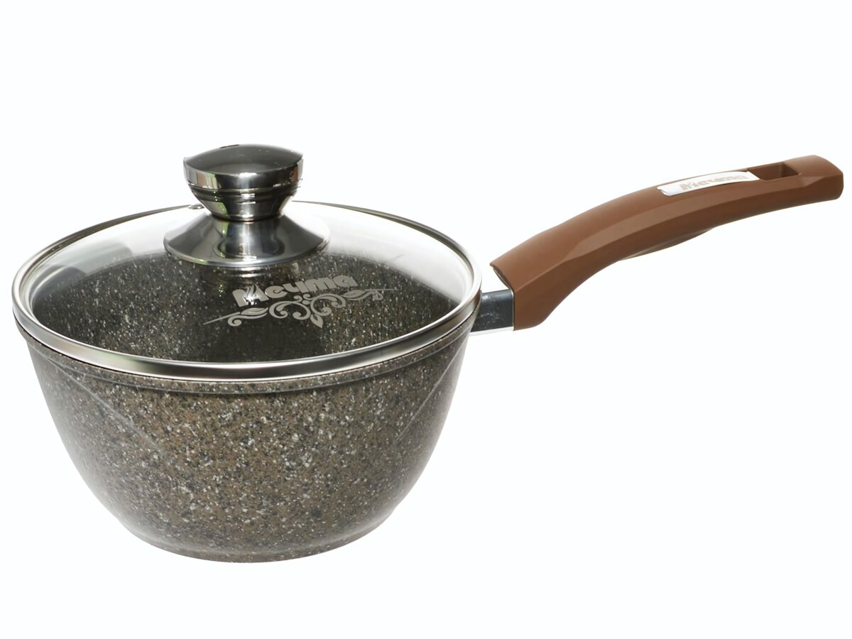 Ковш «Premium» 1,7л с антипригарным покрытием, стеклянная крышка, литой алюминий