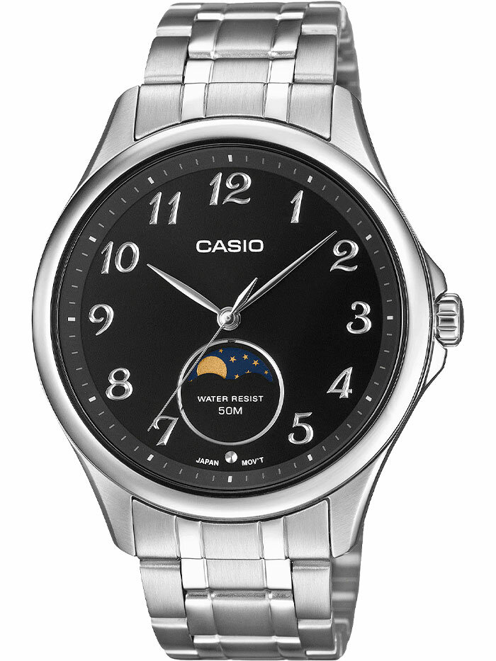 Наручные часы CASIO, серебряный, черный — фото 1