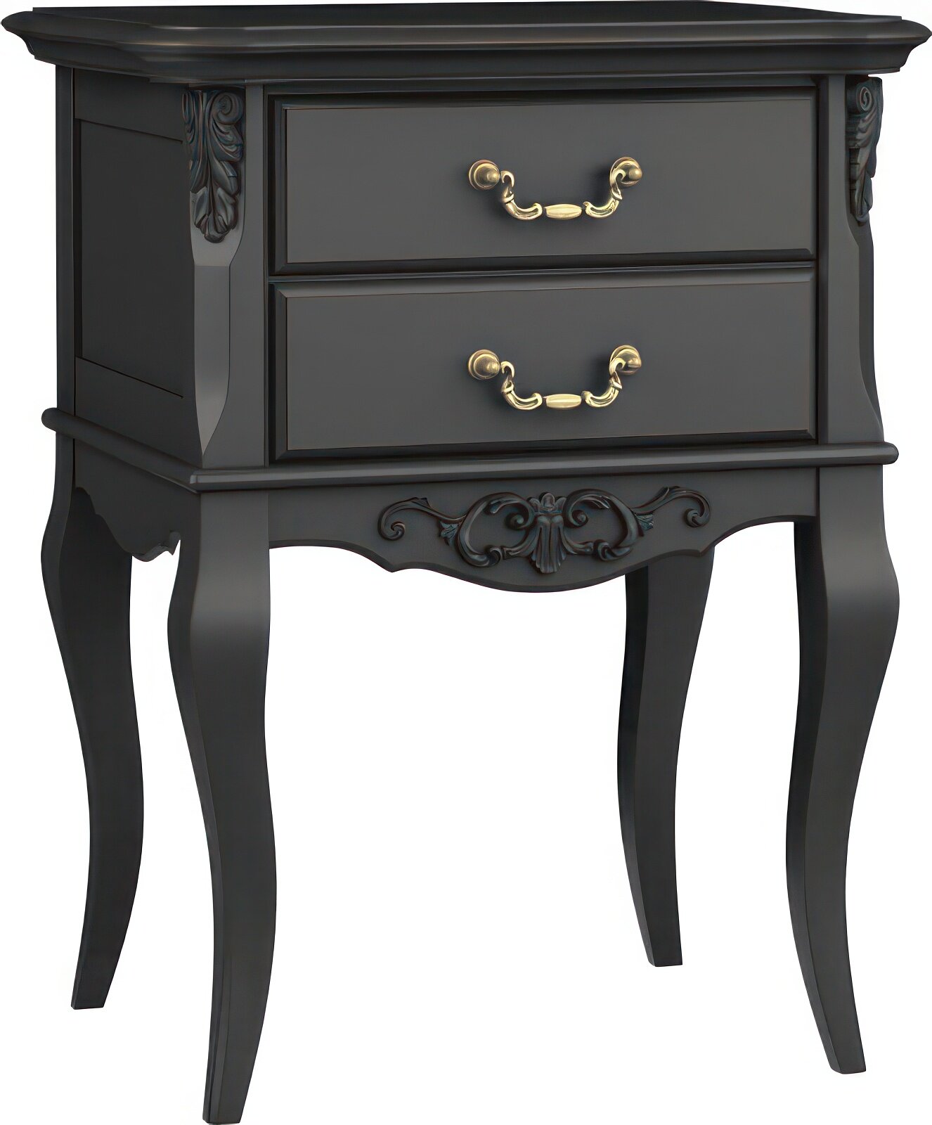 Тумба прикроватная Ля Нэж "Blak Wood", стиль Прованс, чёрный, деревянный, 2 ящика