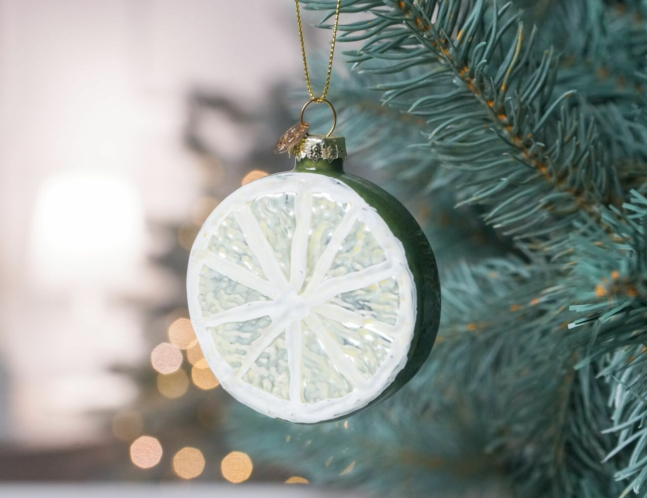 Ёлочная игрушка цитрусовое настроение: лайм, стекло, 8 см, Kaemingk 120441-4