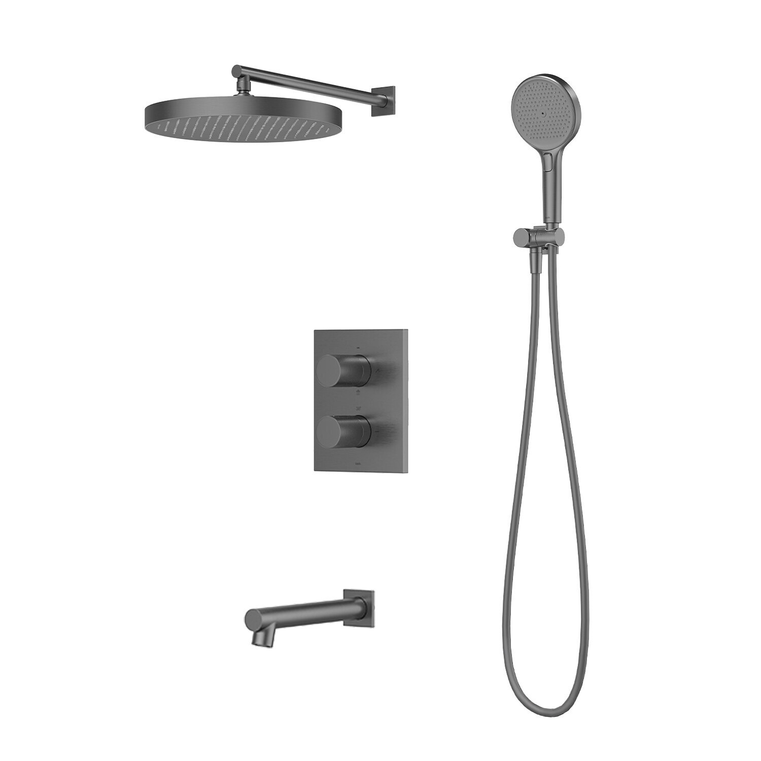 Встраиваемая душевая система для ванны IDDIS Duna (DUNGMSTi68) с термостатом, графит