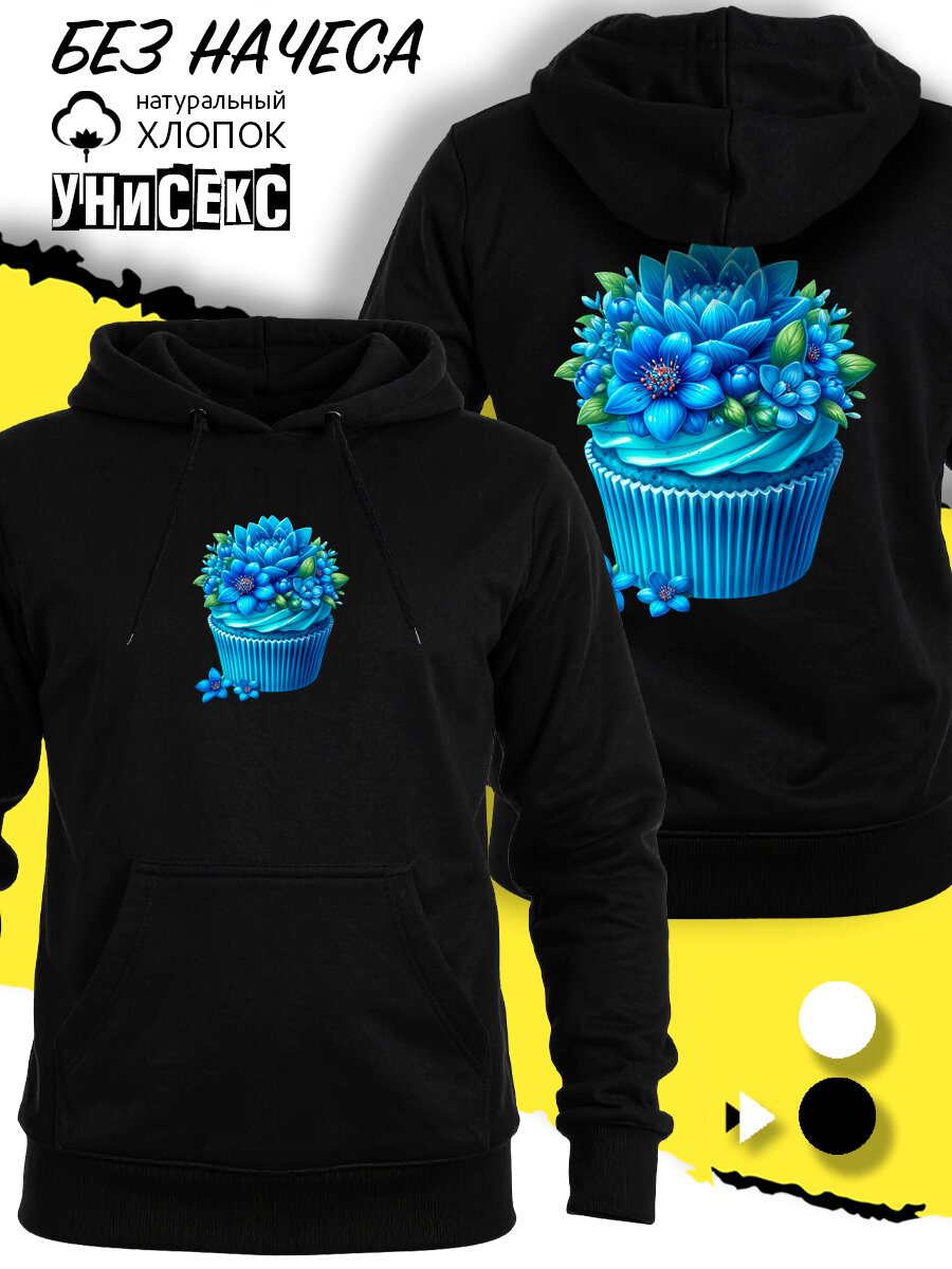 Худи Толстовка свитшот кекс с цветами