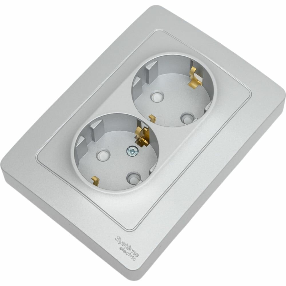 Розетка 2-м СП Blanca 16А IP20 250В с заземл. защ. шторки алюм. SE BLNRS001123