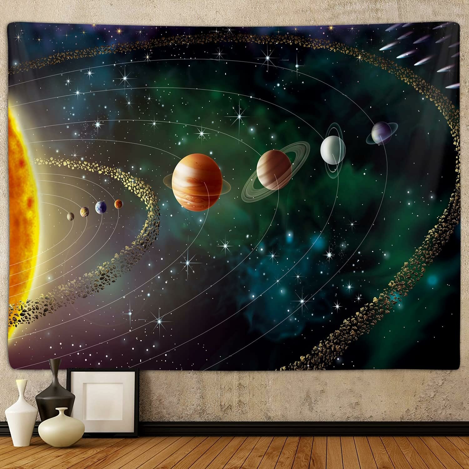 Стенкарт с космическим дизайном солнечной системы, размер 100x150 см, для детской комнаты, декоративный