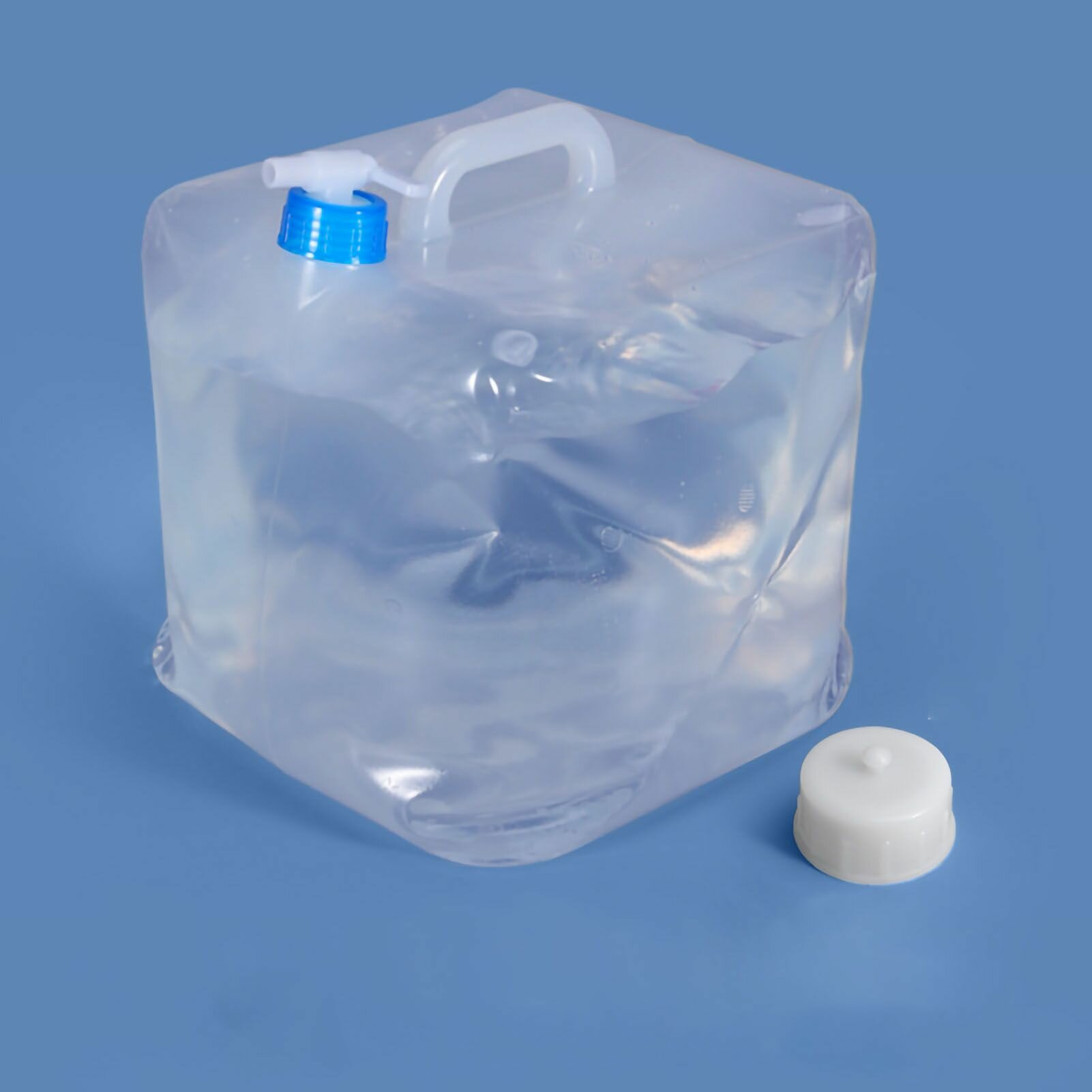 Складной контейнер для воды большой емкости с герметичной крышкой из-под крана Складной мягкий резервуар для воды для улицы 20 л 290x290x335 мм / 11,4x11,4x13,2 дюйма