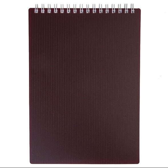 Блокнот А5 80л кл. "VELVET" бордо, пласт. обл, спираль