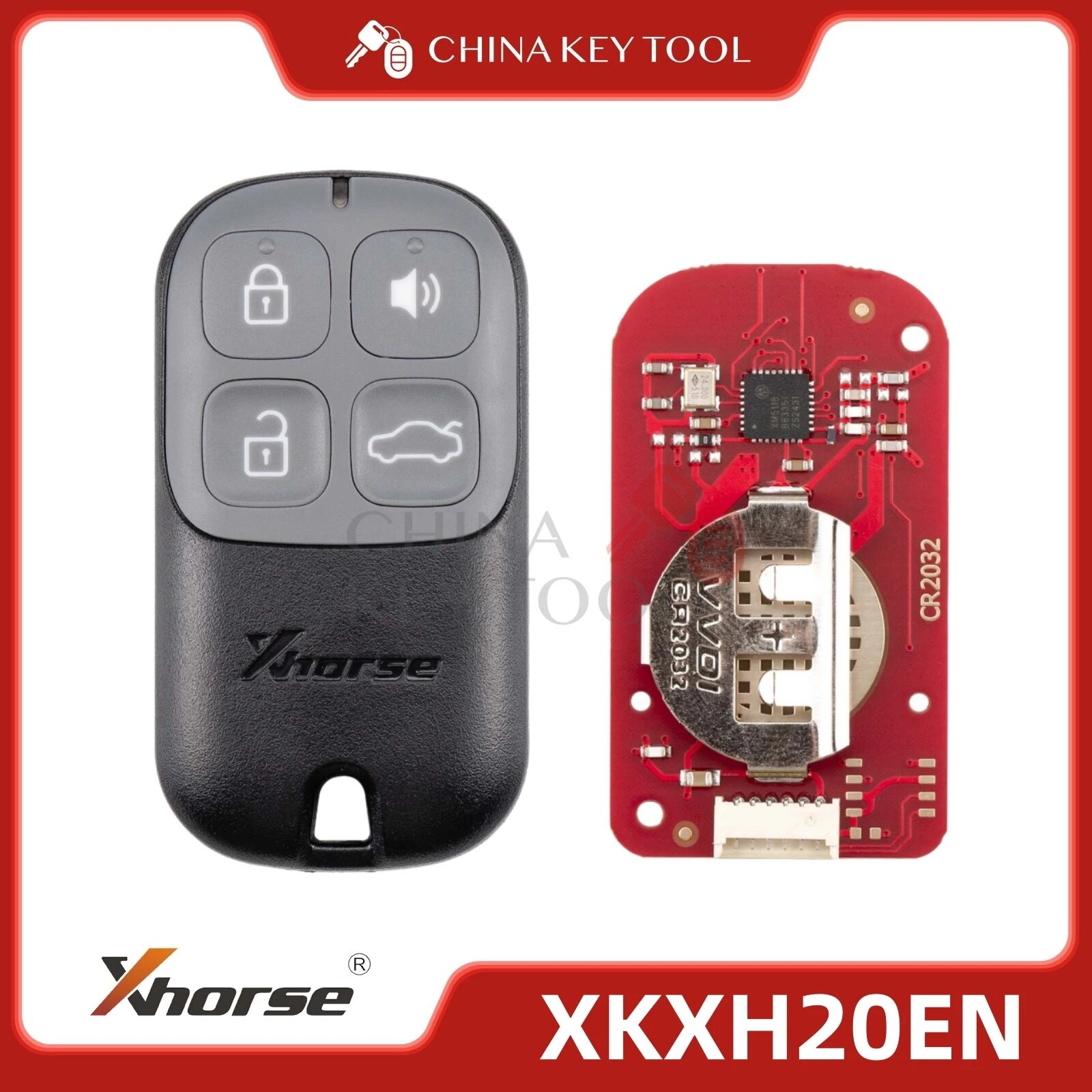 Оригинальная версия Xhorse XKXH20EN, гаражный дистанционный ключ 2-го поколения, черный цвет, 4 кнопки, работает с VVDI KEY TOOL VVDI2