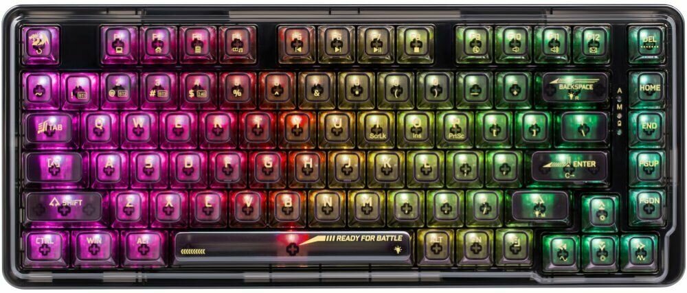Клавиатура REDRAGON Elf Pro RU беспроводная черный, прозрачный