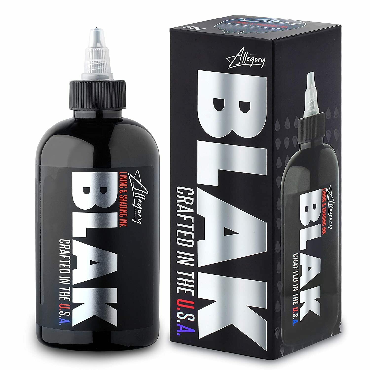 Allegory BLAK, black, Черная краска для татуировки, пигмент black Ink 8 oz - 240 мл