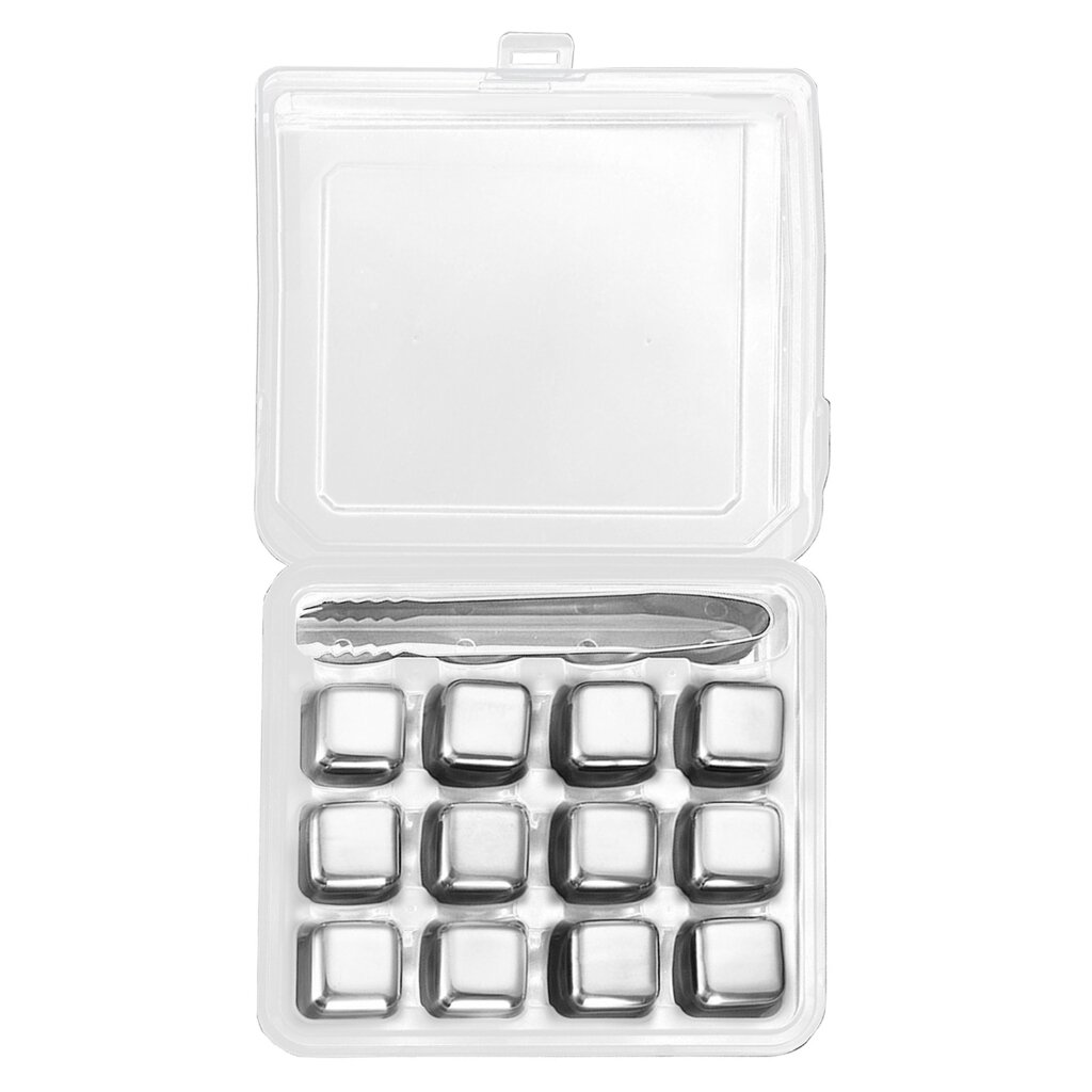 Двенадцать металлических кубиков льда в упаковке с зажимом