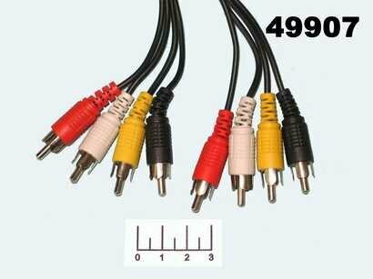 Шнур 4RCA-4RCA 2м пластик Rexant