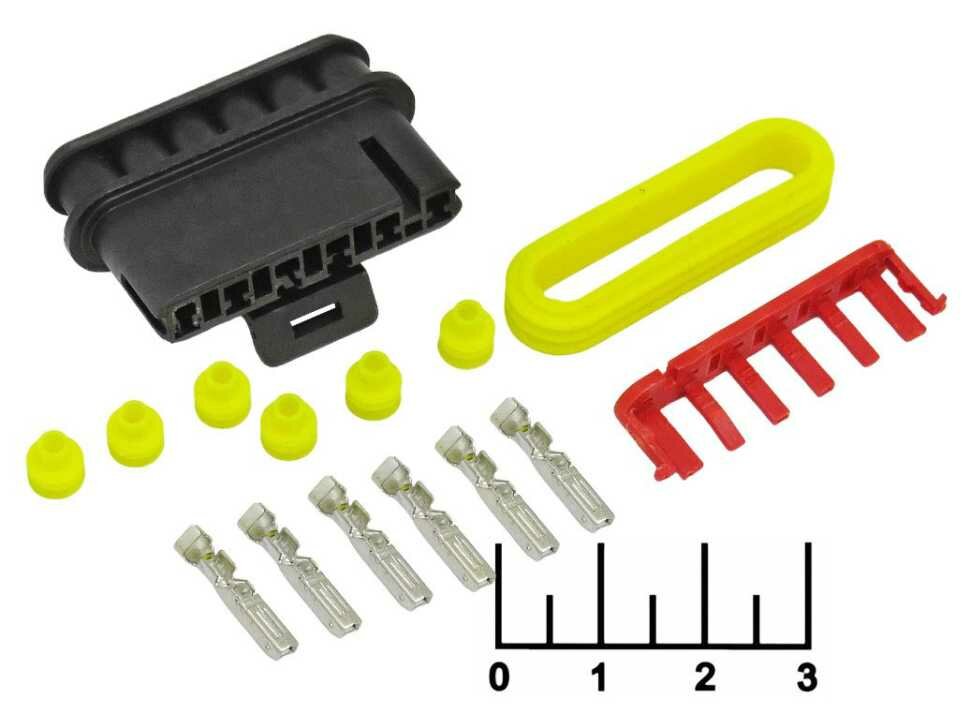 Разъем 6pin гнездо влагозащищенный на кабель DJ7061-1.5-21