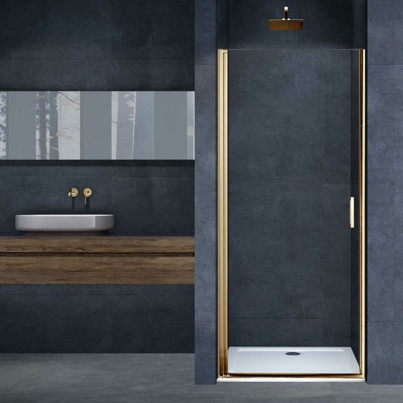 Vincea Душевая дверь Alpha VDP-3AL800CLG , брашированное золото, стекло прозрачное Vincea